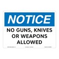 Clarion Safety Systems OSHA Compliant Notice/No Guns Knives Safety ...
