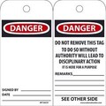 Nmc TAGS, DANGER, 6X3, POLYTAG, RPT30CST100 | Zoro