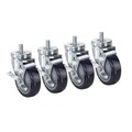 Krowne 1/2" 13 Threaded Stem Caster With 4" Locking Wheels (Set Of 4 ...