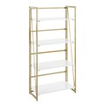 Lumisource Folia Bookcase in Gold Metal and White Wood OBC-FOLIA AUW | Zoro