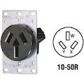 Leviton 50A Flush Mount Black 10-50R Non-Grounding Range Power Outlet ...