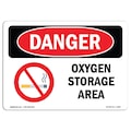 Signmission Safety Sign, OSHA Danger, 10" Height, Rigid Plastic, Oxygen ...