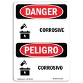 Signmission Safety Sign, OSHA Danger, 24" Height, Corrosive, Bilingual ...