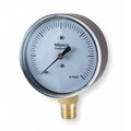 Miljoco Compound Gauge, -30 to 0 to 30 In. H2O/In. H2O, 1/4" MNPT, Steel, Black LP2507L420 | Zoro