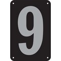 Electromark Number Card, 9, 3In, Slvr/Blk, PK25 SLIDESKAR3S9 | Zoro