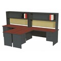 Pronto Workstation Desk, 78" D, 144" W, 65" H, Dark Neutral/Mahogany ...