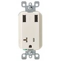 Leviton USB Charge Rec, 20A, 125V, 2.1A@5Vdc, Almond T5830-T | Zoro