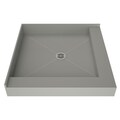 Tile Redi 42x42" Shower Base Double Threshold, Center PVC Drain 4242CDR ...