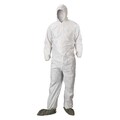 Condor Hooded Disposable Coveralls, L, 25 , White, Advanced Microporous ...