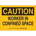 Brady Caution Sign, 7 in Height, 10 in Width, Plastic, Rectangle ...
