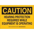 Brady Caution Sign, 10X14", Black/Yellow, Legend: Hearing Protection ...