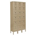 Edsal Box Locker, 36" W, 15" D, 78" H, (3) Wide, (18) Openings, Tan ...
