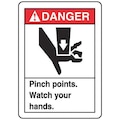Accuform Danger, Pinch Points. Watch Your Hands., 10" W x 14" H ...