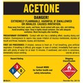 Brady NFPA Acetone Danger Label, 5"H x 5" W, PK25 26116LS | Zoro