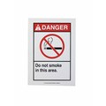 Accuform Danger, Do Not Smoke In This Area., 7" W x 10" H, Rectangle ...