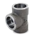 Zoro Select Socket Weld, Black Forged Steel Tee, Class 3000 1MNR9 | Zoro