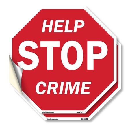 Signmission Help Stop Crime, 10 inch X 10 inch, Vinyl Decal, 2PK OC-D ...