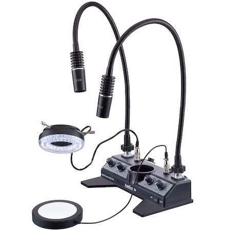Amscope LED Illuminator Set with Stage-plate, Ring Light, two Gooseneck ...
