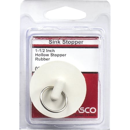 Lasco Hollow 1-1/2'' Wht Sink Rubber Drain Stopper 2/1/3209 | Zoro