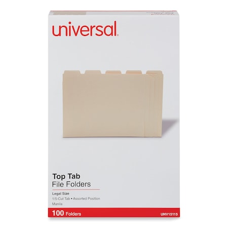 Universal Top Tab File Folders, 1/5-Cut Tabs: Assorted, Legal Size, 0 ...