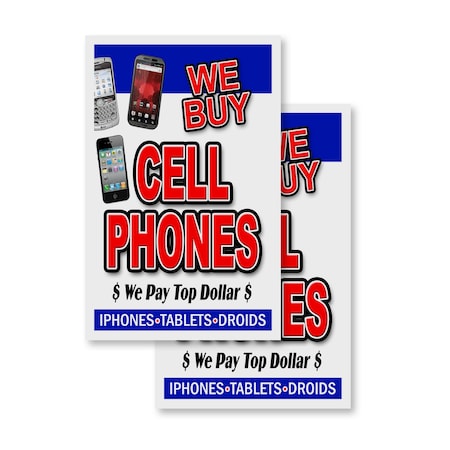 Signmission We Buy Cell Phones, Vinyl Decals Only 24 Inch x 36 Inch ...