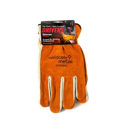 Weldcote Drivers Gloves - WCM 40, Split/Grain Cowhide, Small, Premium ...