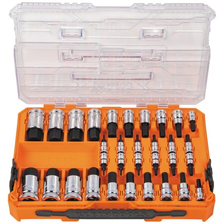 Klein Tools Knurled Hex Bit Socket Set, SAE and Metric, 33-Piece ...