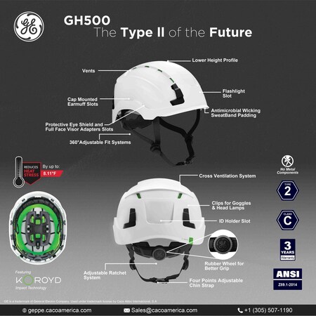 Ge Hard Hats, Vented, Gray GH500G | Zoro