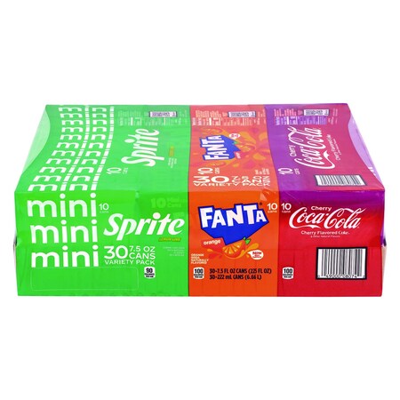Coca-Cola Mini Cans Variety Pack, Assorted Flavors, 7.5 oz Can, 30 ...