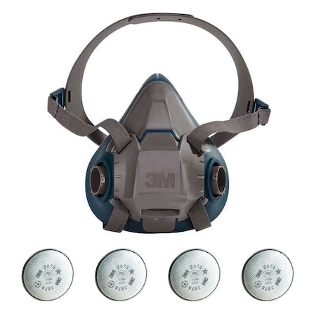 3M Half Mask Respirator Kit: 4 Cartridges Included, 6500 Series, P100 ...