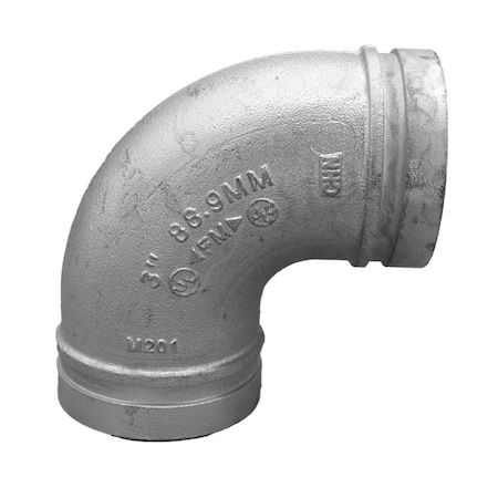 Industrial Choice Groove 90 Elbow Standard Radius Galvanized 4 inch GV ...