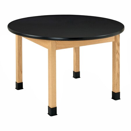 Diversified Spaces Plain Apron Table, Oak, Wood Frame, 48 in W, Black ...