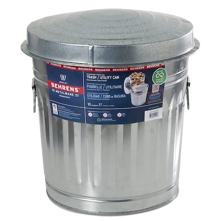 Behrens Trash Can, 10 gal Capacity, Steel 6210 | Zoro
