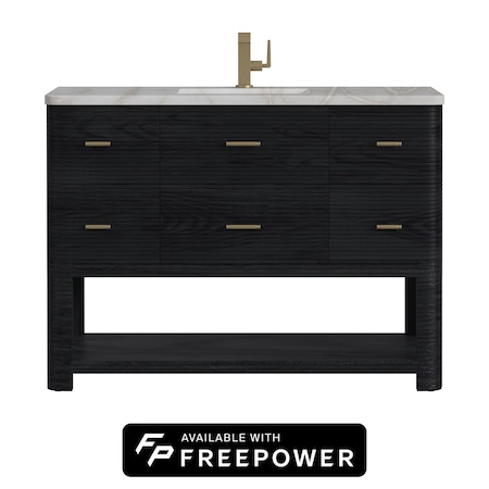 James Martin Vanities Lucian 48 in. Single Vanity, Carbon Oak w/ 3 CM ...