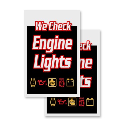 Signmission We Check Engine Lights, Vinyl Decals Only 24 Inch x 36 Inch ...