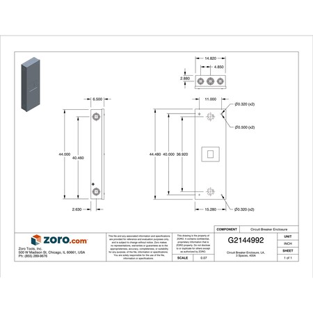 SQUARE D LA Circuit Breaker Enclosure 400A, 3, Surface - LA400S