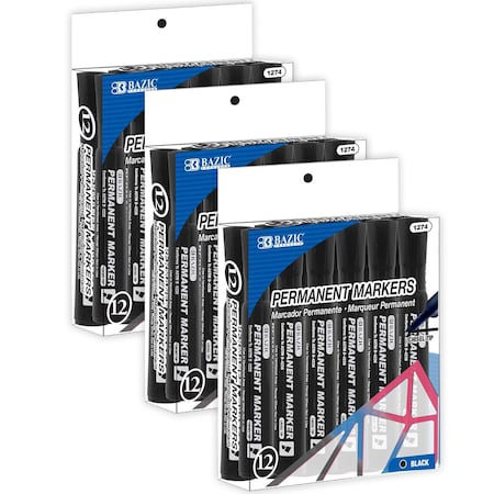 Bazic Products Permanent Markers, Desk Style, Chisel Tip, Black, 36PK ...