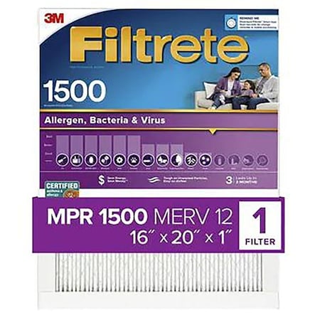 Filtrete 2000DC6 Electrostatic Air Filter, 20 in L, 16 in W, 12 MERV ...