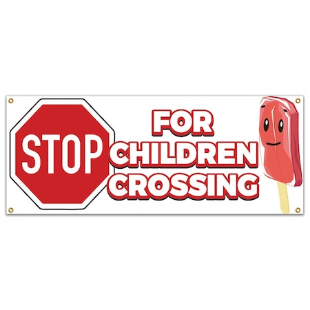 Signmission Stop For Children Crossing, 18 Inch x 48 Inch, Banner B ...