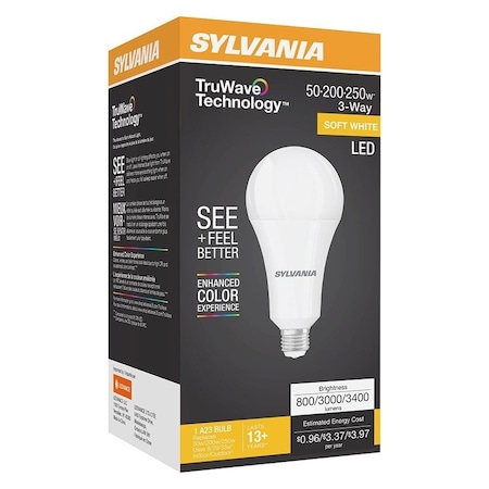 Sylvania LED Bulb, 3-Way, A23 Lamp, Soft White Light 41929 | Zoro