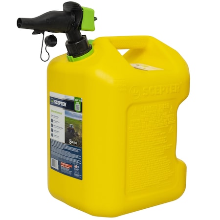 Scepter Gas Can, Plastic, 5 gal, SmartControl Squeeze-Controlled Flow Rate, Rear Handle, Yellow ...