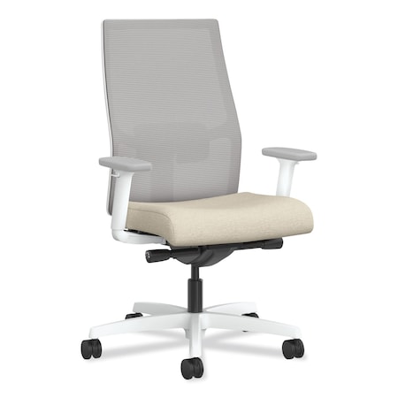 Hon 4-Way Stretch Mid-Back Task Chair, White Adjustable Lumbar Support ...