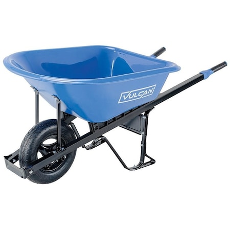 Vulcan Wheelbarrow, 6 cu-ft Volume, HDPE, 1-Wheel, Pneumatic Wheel, 16 ...