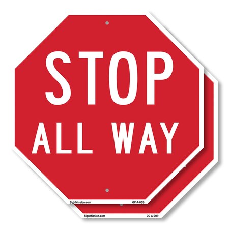 Signmission Stop All Way, 10 inch X 10 inch, Plastic Sign, 2PK OC-P ...