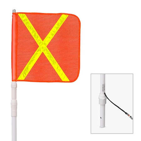Safetywhips Warning Whip Telescoping Whip with Flag, White Whip, Orange ...