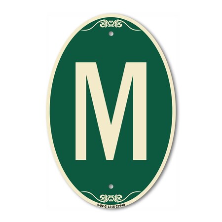 Signmission Letter M, 12 Inch X 18 Inch Architectural Oval, Heavy Gauge ...