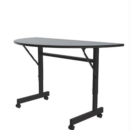 Correll Half Round Econoline TFL Flip Top Table, 48 in W, 23 in to 31 ...