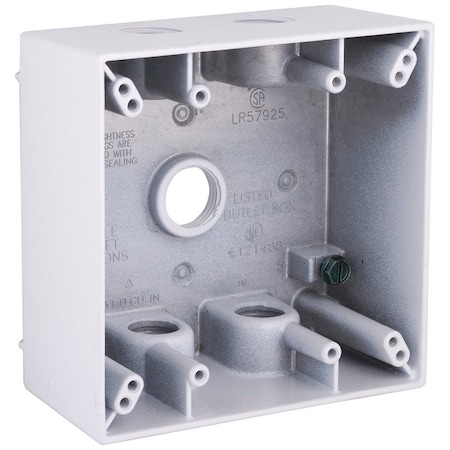 Hubbell Weatherproof Box, 5-Outlet, 2-Gang, Aluminum, White, Powder ...