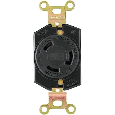 Eaton Wiring Devices Single Receptacle, 2 -Pole, 250 V, 30 A, Back and ...