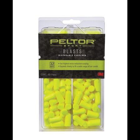 3M Peltor Disposable Ear Plugs, Tapered Shape, 32 dB, Neon Yellow, 6 PK ...